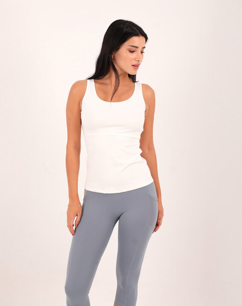 Mesh Back Tank Top White - Tropicana Collection